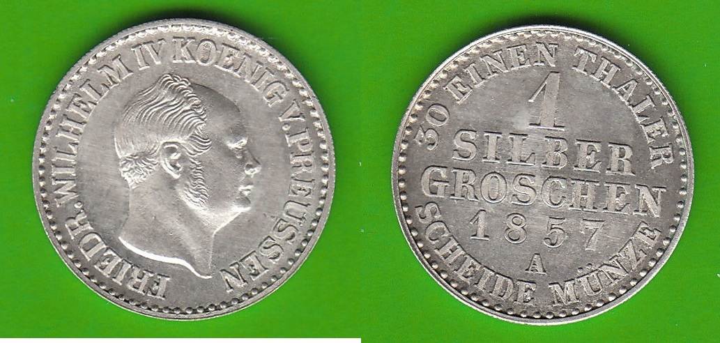 Preußen 1 Silbergroschen 1857 A Prachtexemplar, selten in dieser ...