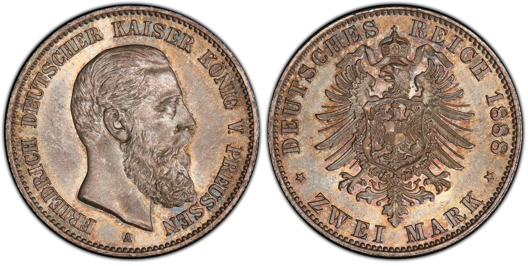 Preußen 2 Mark Friedrich III. 1888, Prachtstück PCGS MS66 | MA-Shops