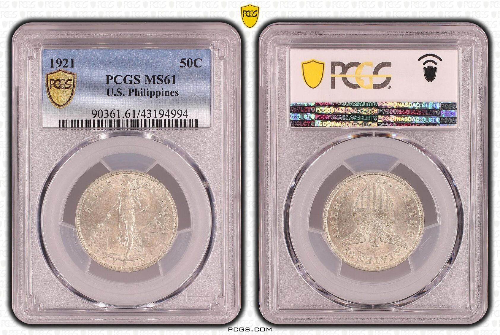 Philippinen 50 Centavos 1921 PCGS MS61 | MA-Shops
