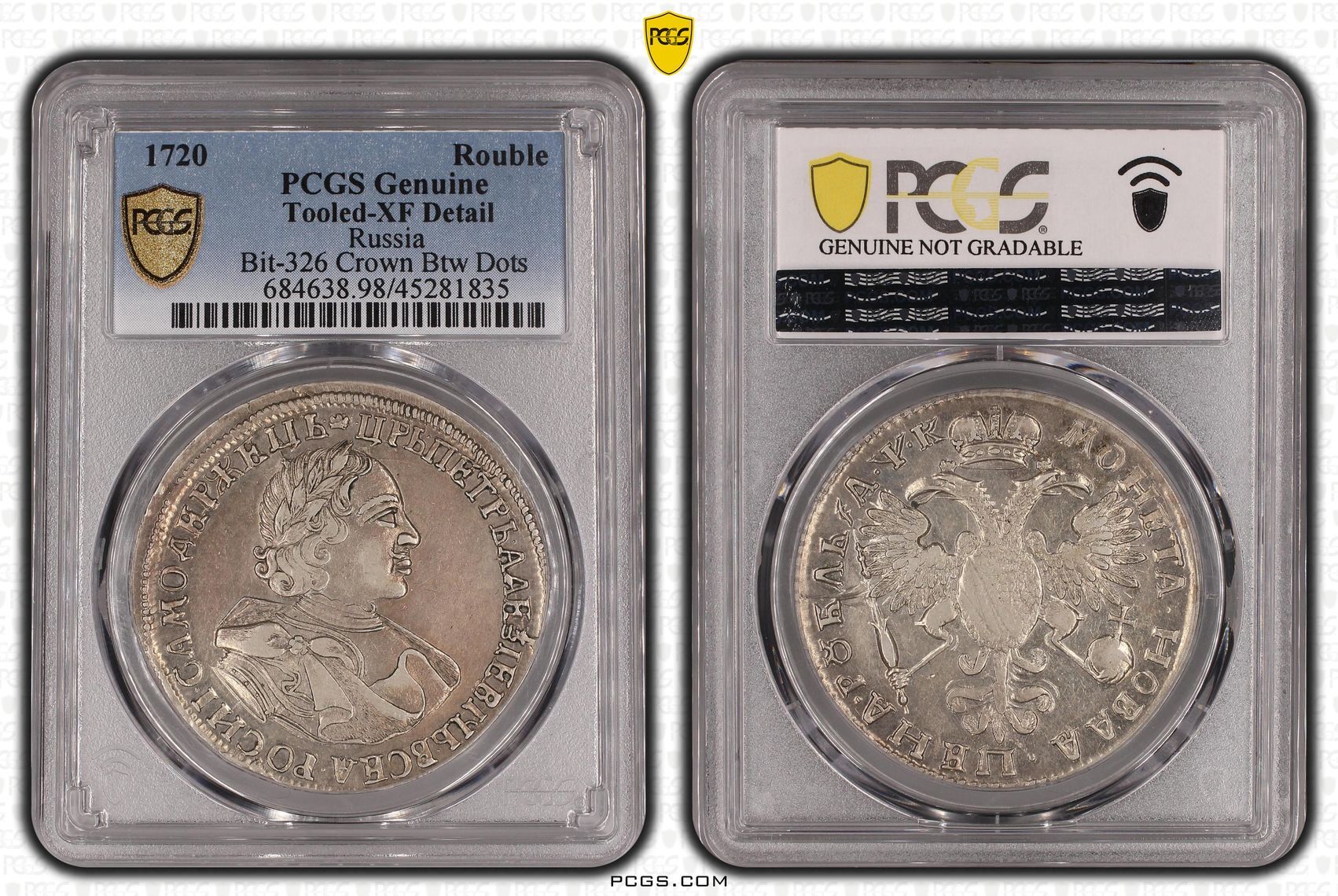 Russland Rouble 1720 Peter I. der Große 1682-1725, selten PCGS Genuine ...