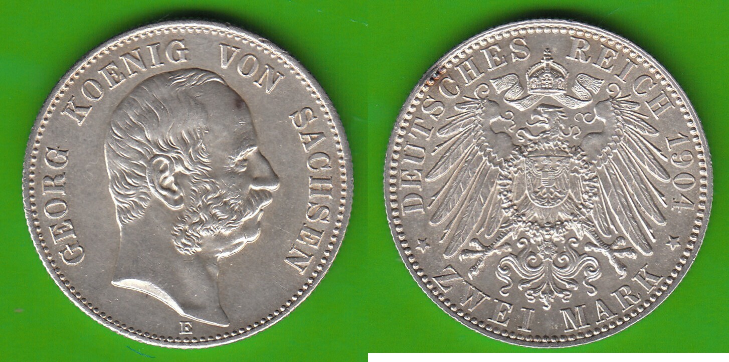Sachsen 2 Mark 1904 Georg 1902-1904, Kursmünze, toll erhalten UNC | MA ...