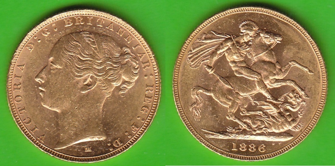 Australien Sovereign 1886 M GOLD, Viktoria 1837-1901, hübsch EF / AU ...