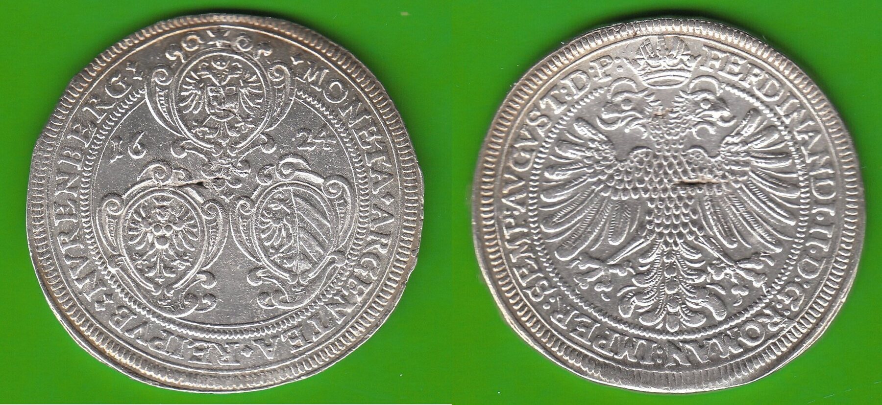 Nürnberg Taler 1624 hübsch UNC-, kl. durchgehender Schrötlingsfehler ...