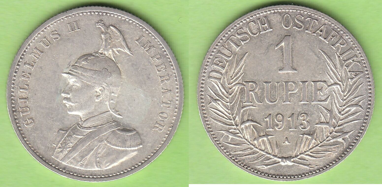Deutsch-Ostafrika 1 Rupie 1913 A besserer Jahrgang EF / VF-EF | MA-Shops