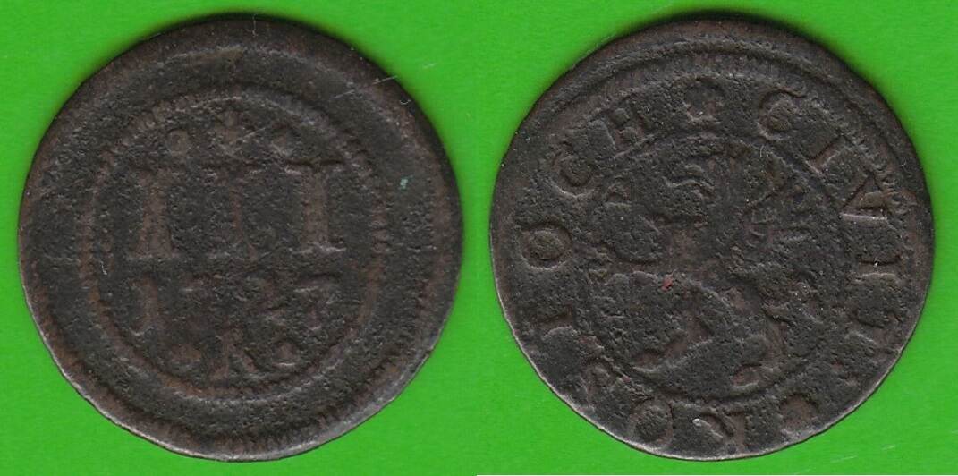 Rostock 3 Pfennig 1727 F-VF / VF-, etwas rau | MA-Shops