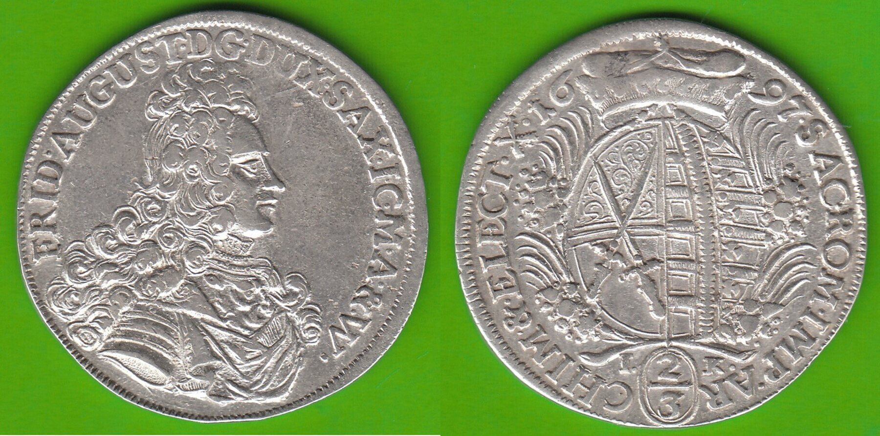 Sachsen 2/3 Taler 1697 IK Friedrich August I., der Starke 1694-1733 ...