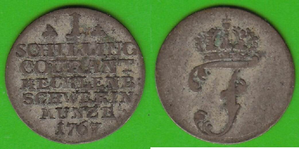 Mecklenburg-Schwerin 1 Schilling 1767 Friedrich 1756-1785 VF | MA-Shops