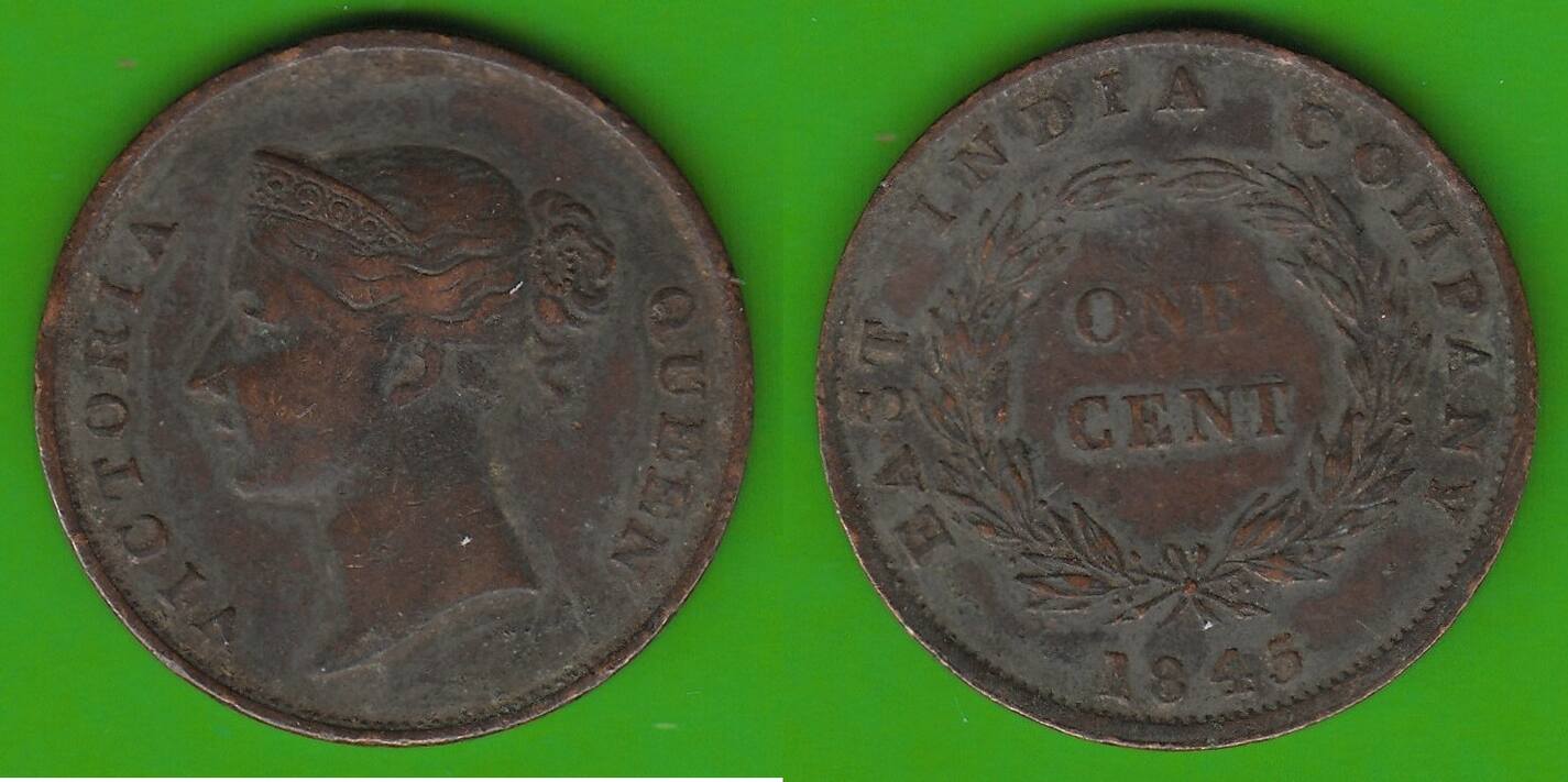 Straits Settlements East India Company 1 Cent 1845 Victoria 1837-1901 VF, etwas Fundpatina | MA ...