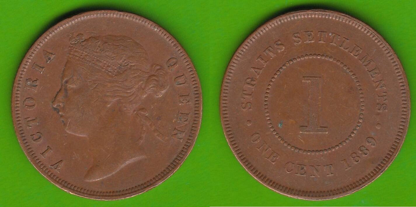 Straits Settlements 1 Cent 1889 Victoria 1837-1901 VF | MA-Shops