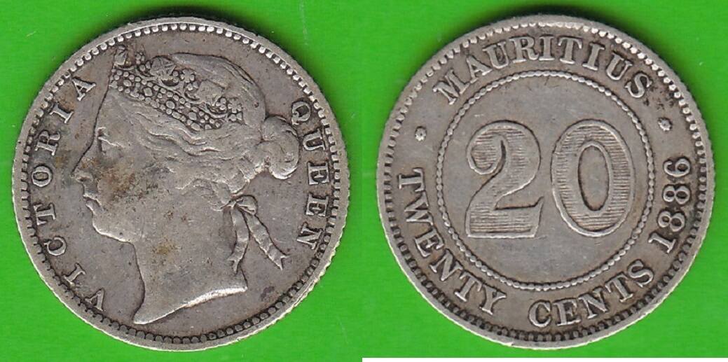 Mauritius 20 Cents 1886 Victoria 1837-1901 VF | MA-Shops