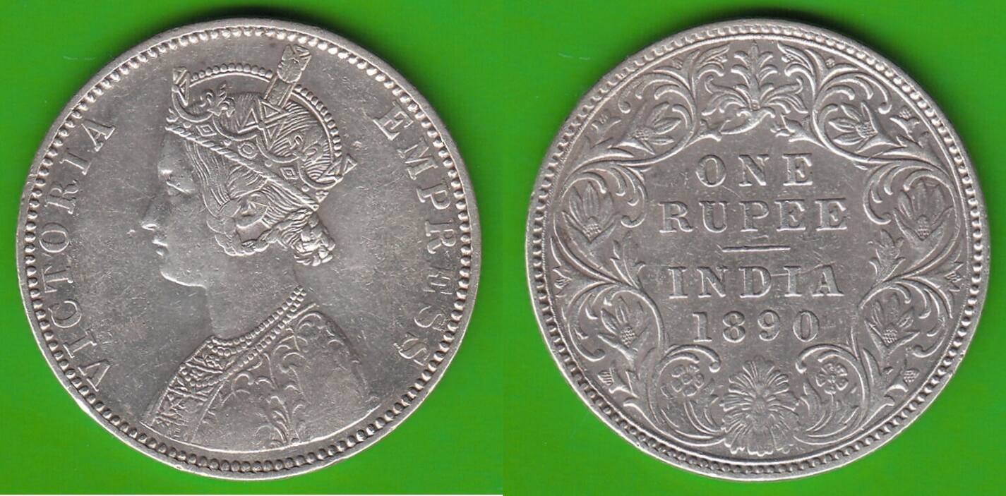 Britisch-Indien One Rupee 1890 B Victoria 1837-1901, Bombay VF | MA-Shops