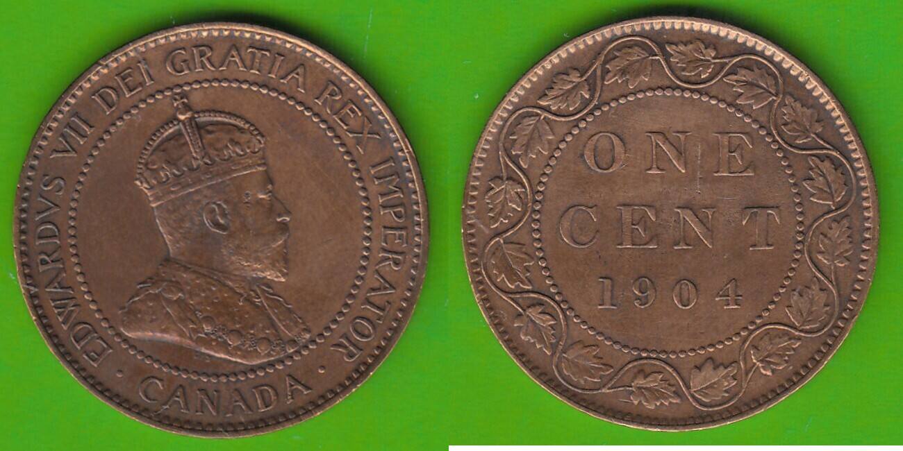 Kanada 1 Cent 1904 Edward VII. 1901-1910, hübsch aEF, gereinigt ...