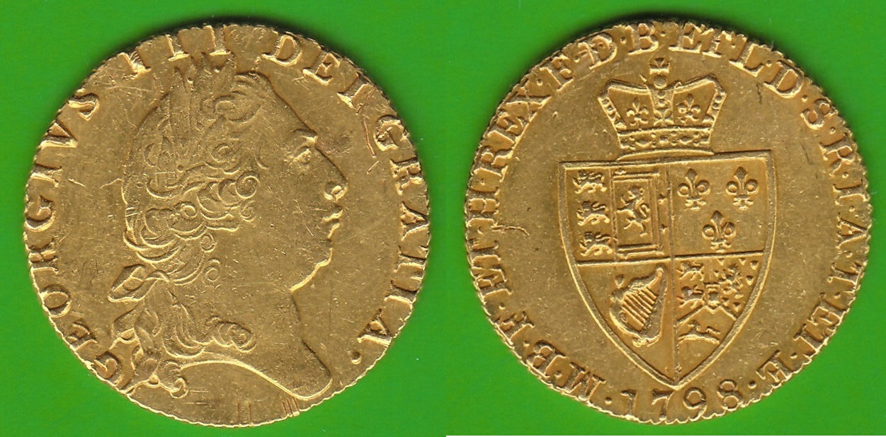 Großbritannien Spade Guinea 1798 GOLD, George III. 1760-1820, hübsch EF ...