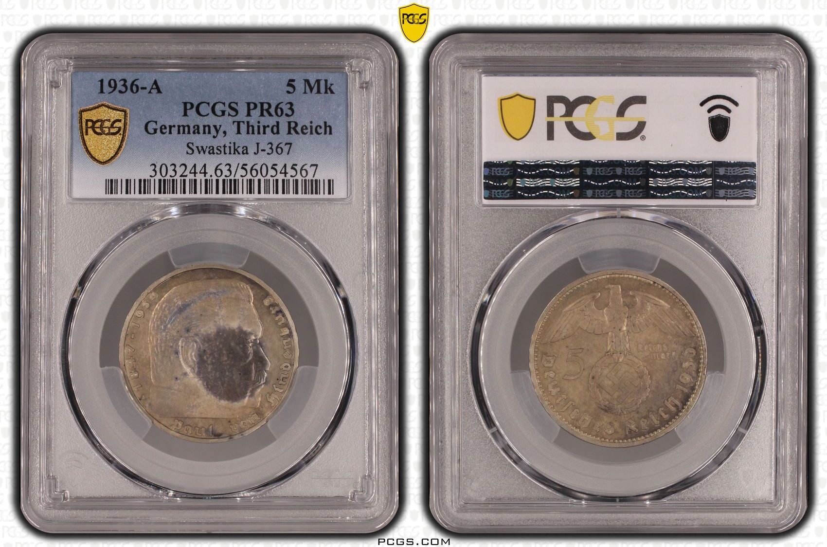 Drittes Reich 5 Reichsmark 1936 A Polierte Platte, proof, sehr selten ...
