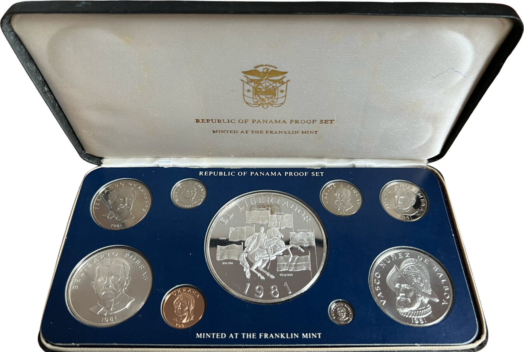 Panama 1981 9 Coin Proof Set Silver with 20 Balboas Coin | MA-Shops