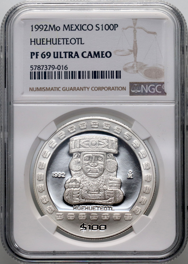 Mexico 100 pesos 1992 Huehuetéotl, NGC PF69 Proof | MA-Shops