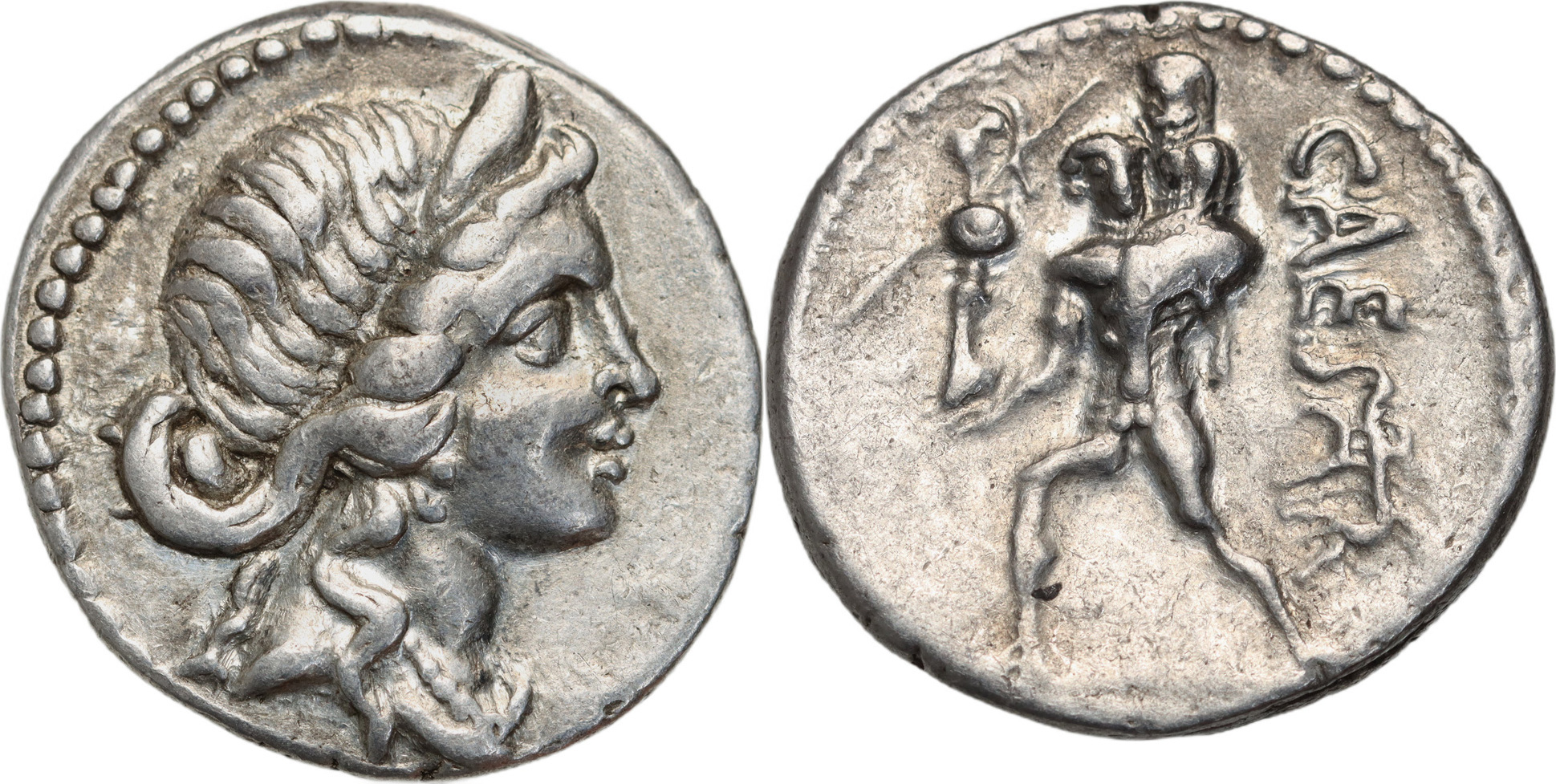 Roman Republic Denar 49-44 BC C. Julius Caesar military mint VF+/VF ...