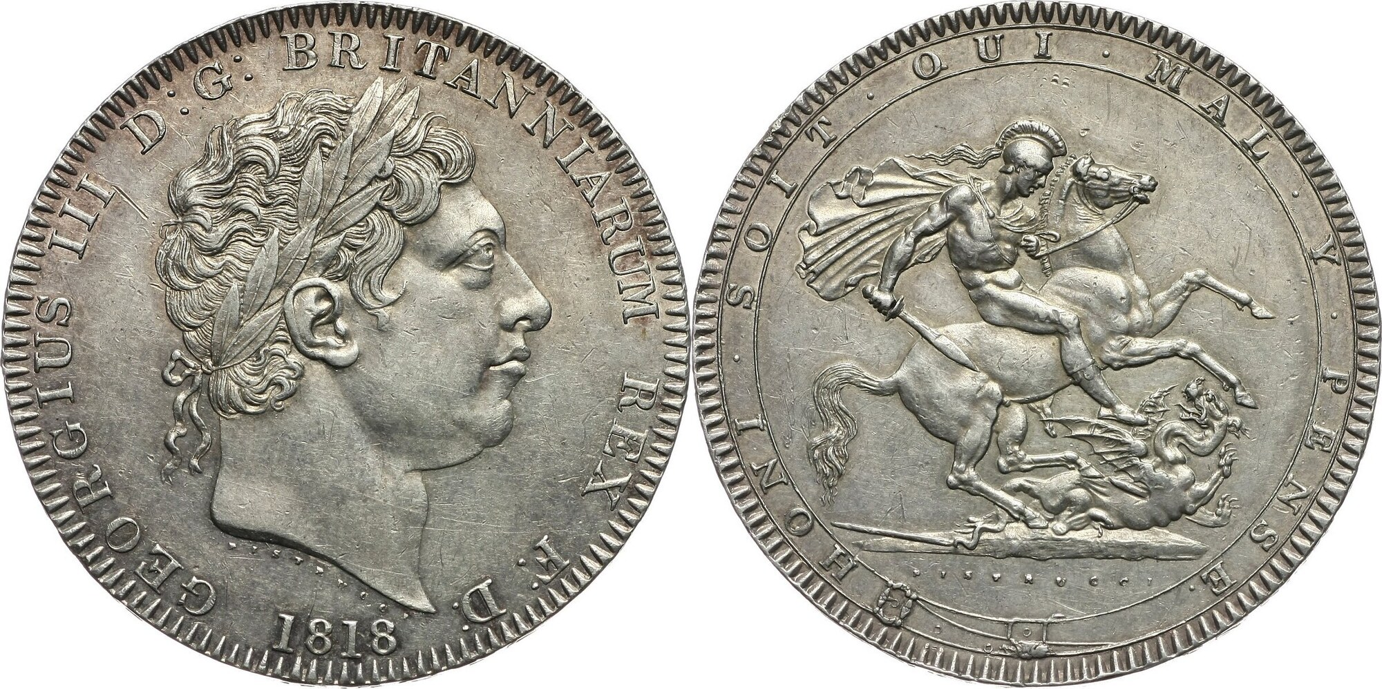 UNITED KINGDOM Crown 1818 LIX on Edge Variety, George III XF | MA-Shops