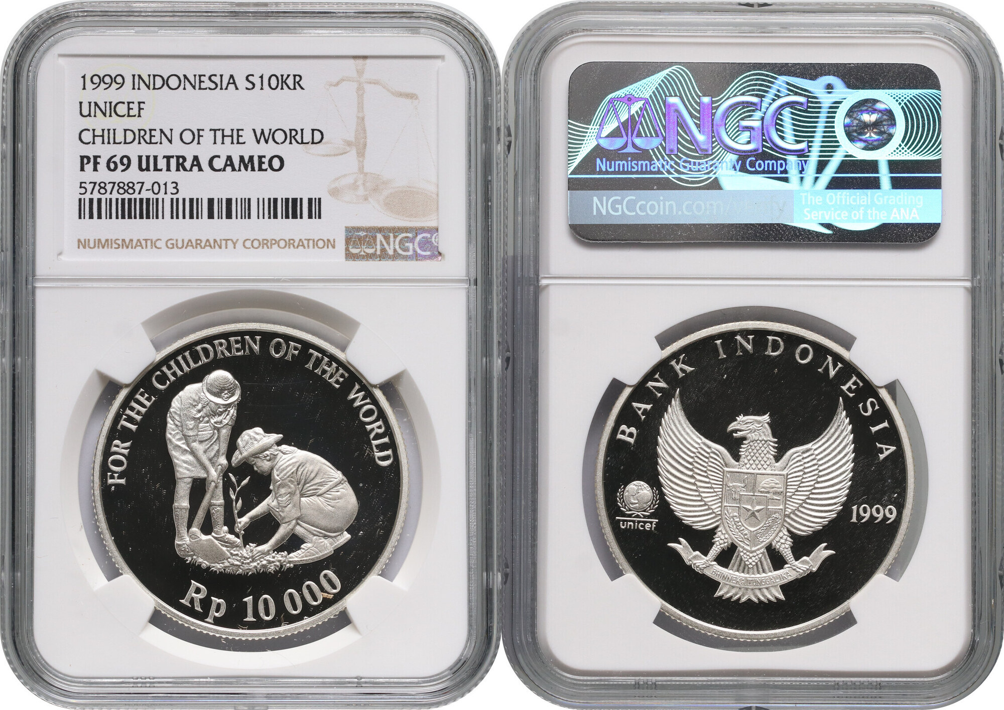 Indonesia 10000 Rupiah 1999 UNICEF NGC PF 69 ULTRA CAMEO | MA-Shops