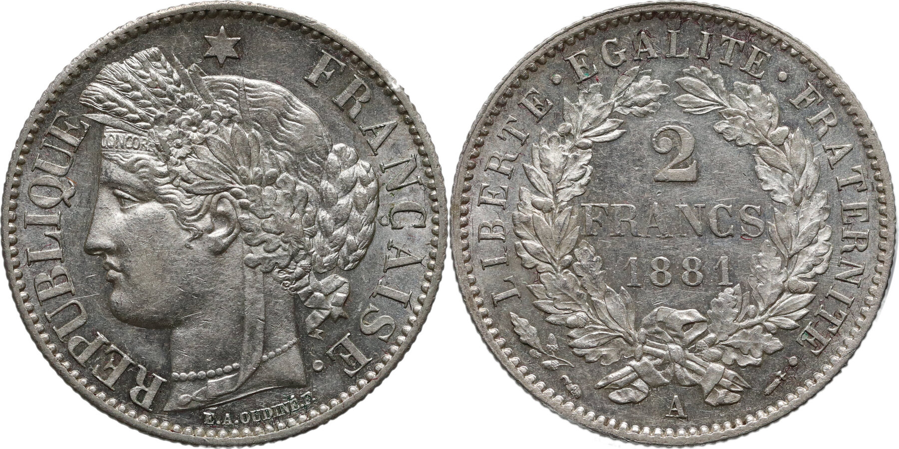 France 2 Francs 1881 A Paris Mint UNC / CH UNC | MA-Shops