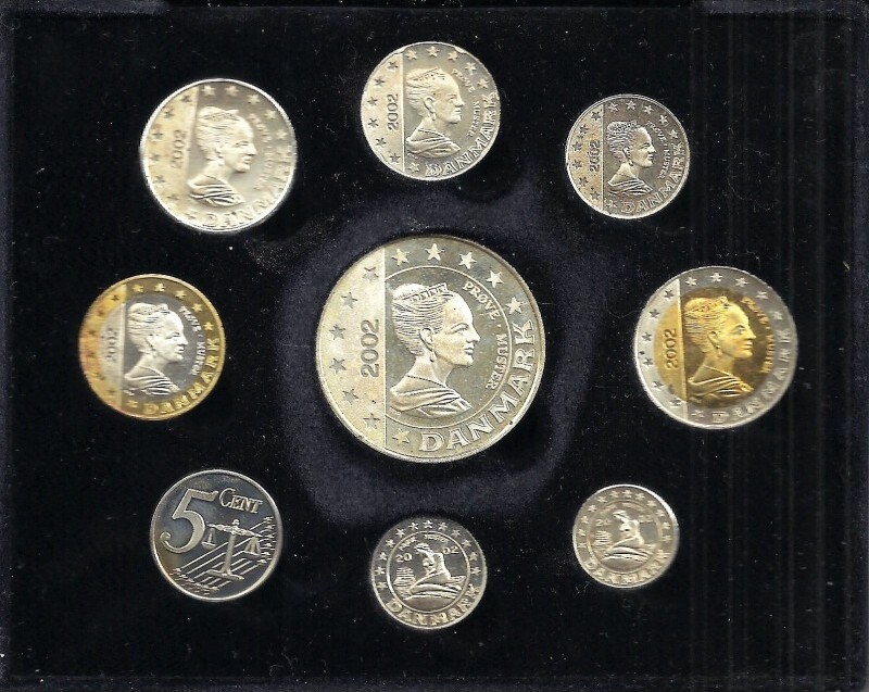 Danemark Série complète DENMARK - PROTOTYPE SILVER PROOF COIN SET 2002 ...