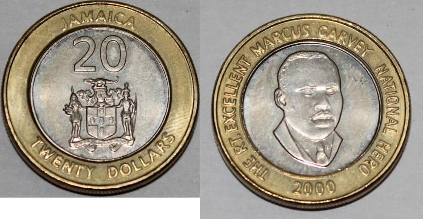 Jamaique JAMAICA - KM 182 - 20 DOLLARS 2000 - MARCUS GARVEY XF/UNC | MA ...