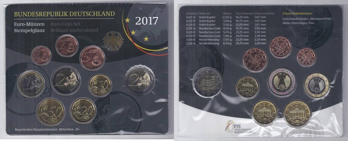 Allemagne Série complète GERMANY - EURO COIN SETS 2017 - MINTS D ...