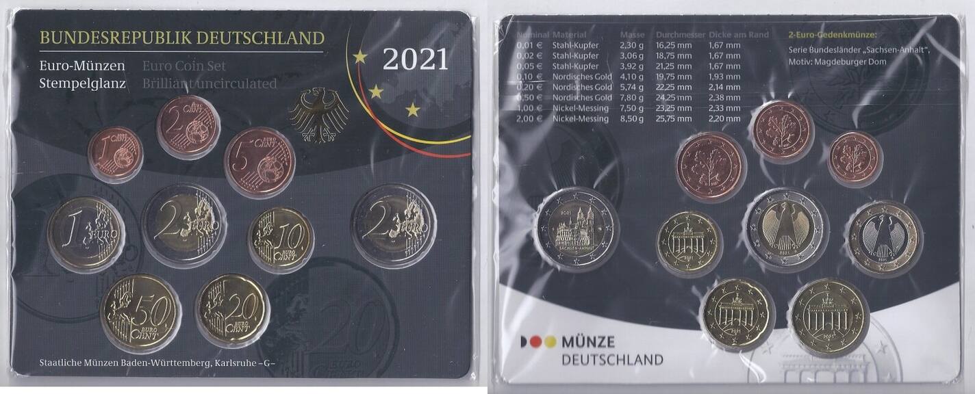 Allemagne Coffrets Brillant Universel GERMANY - Set of 9 euro coins ...
