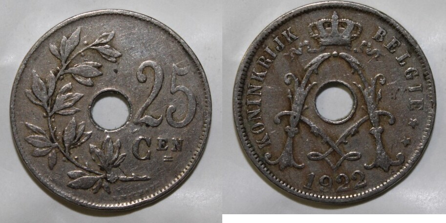 Belgique BELGIUM - KM 69 - 25 CENTIMES 1922 - ALBERT I - NETHERLANDS ...