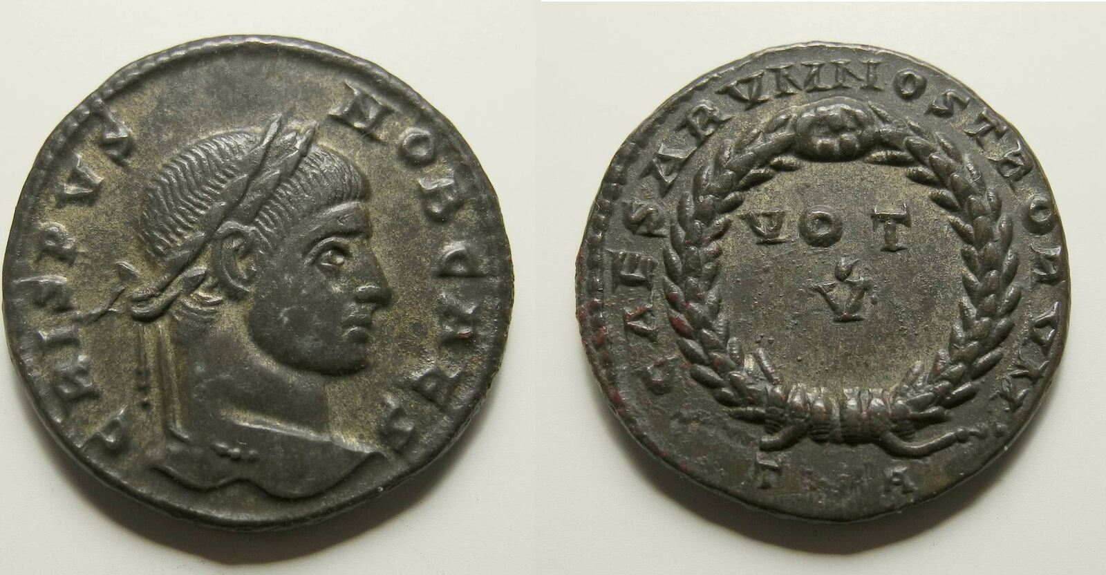 ROMAN EMPIRE Follis Crispus as Caesar, 317-326, Arelate mint near EF ...