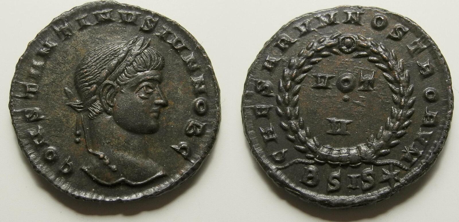 ROMAN EMPIRE Follis Constantine II as Caesar, 316-337, Siscia mint EF ...
