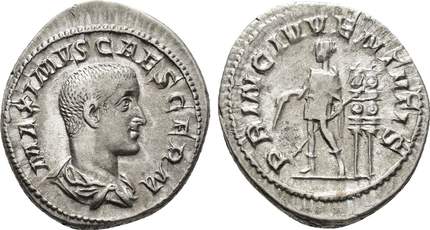 ROMAN EMPIRE Denarius Maximus Caesar, 235-238, Rome mint attractive VF ...
