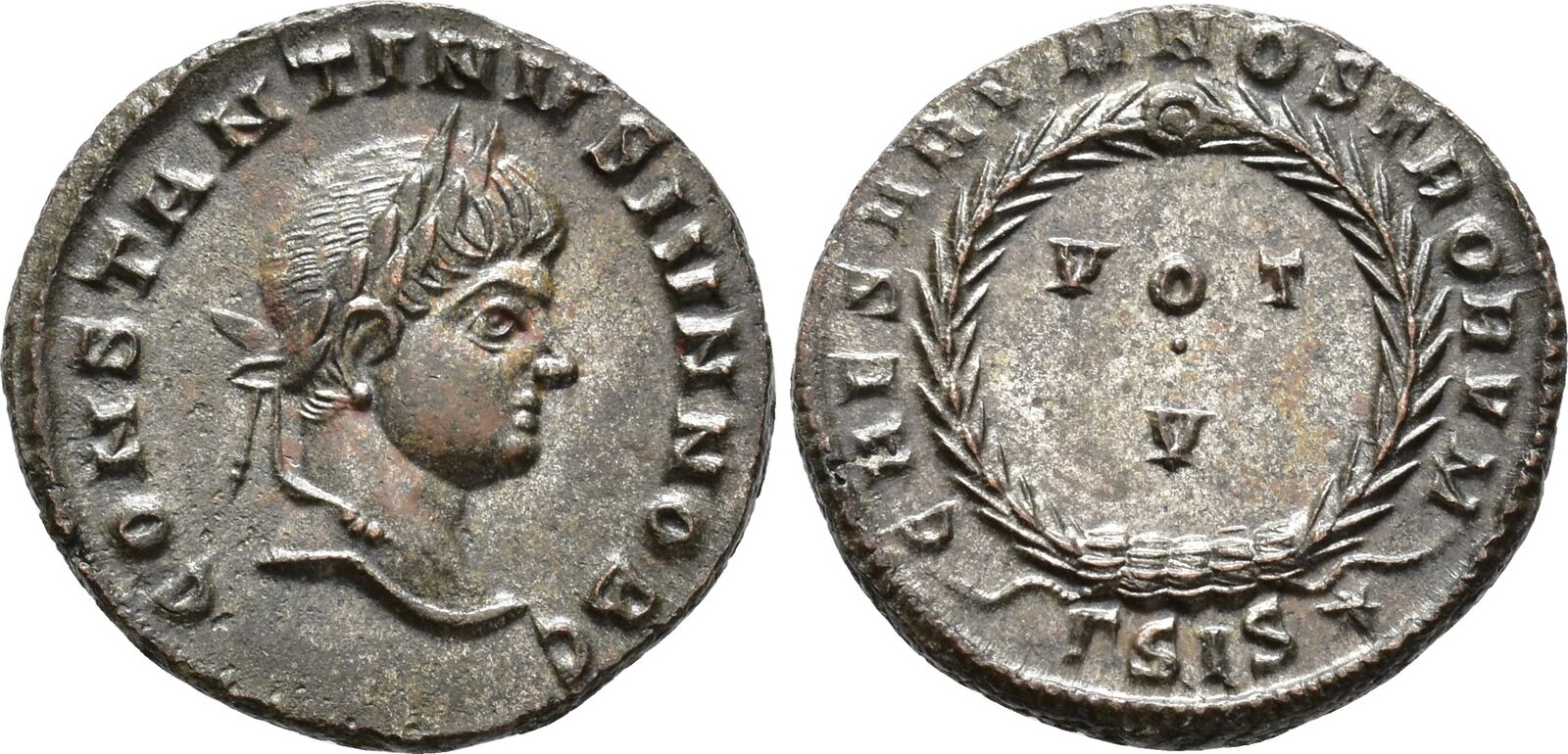 ROMAN EMPIRE Follis Constantine II as Caesar, 316-337, Siscia mint EF ...