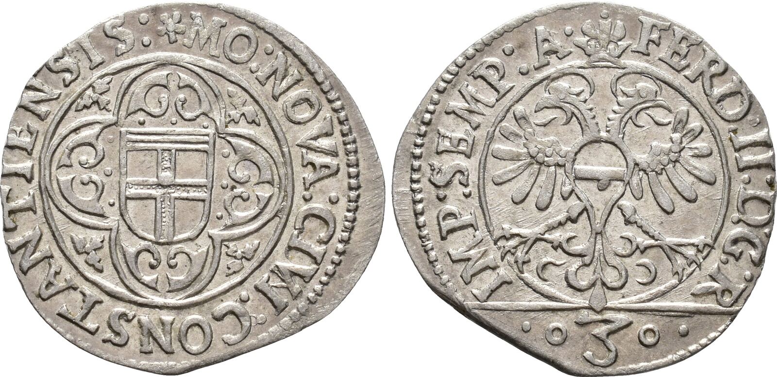 GERMANY 3 Kreuzer no year City of Konstanz. With title of emperor ...