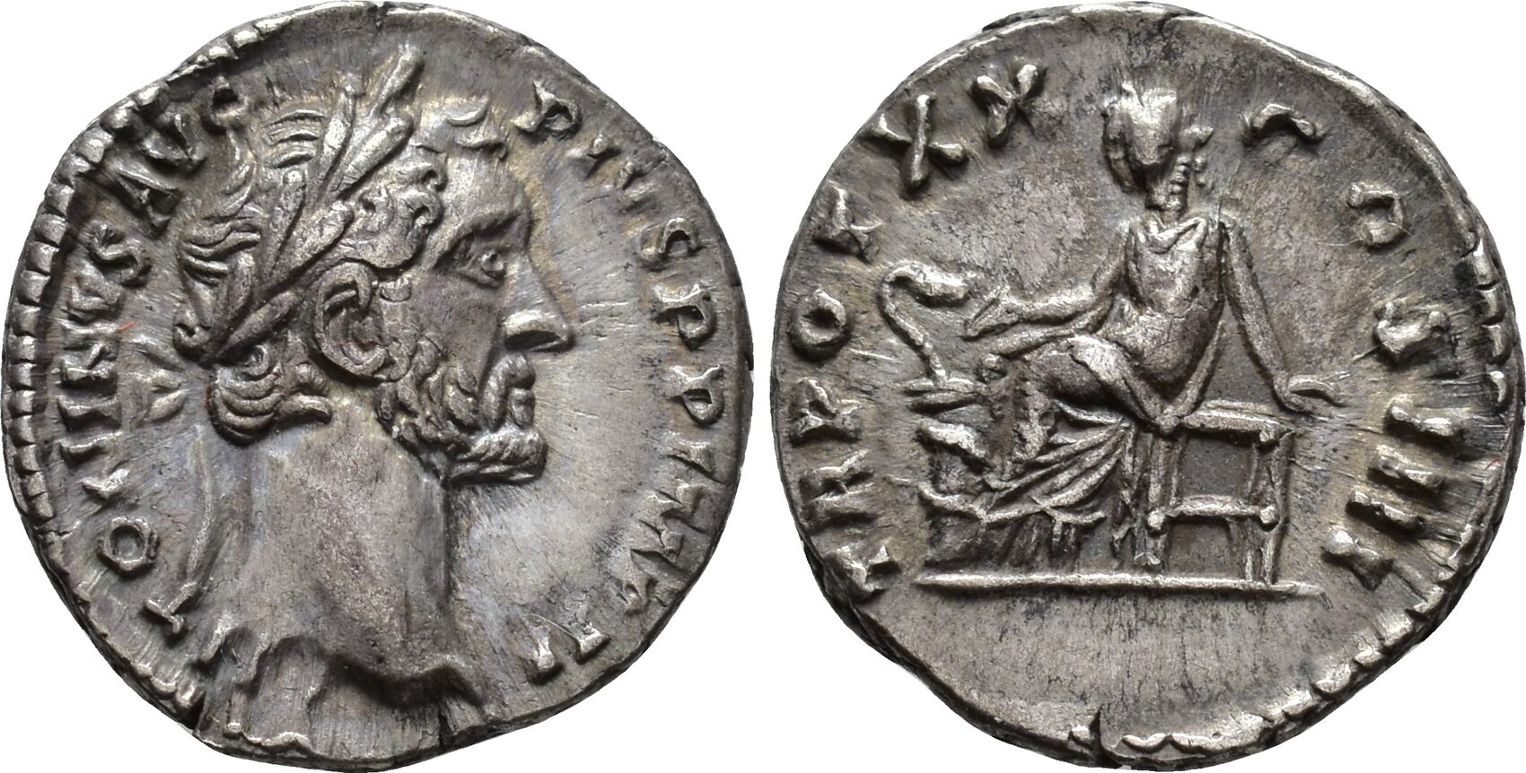 ROMAN EMPIRE Denarius Antoninus Pius,138-161, Rome mint near EF ...
