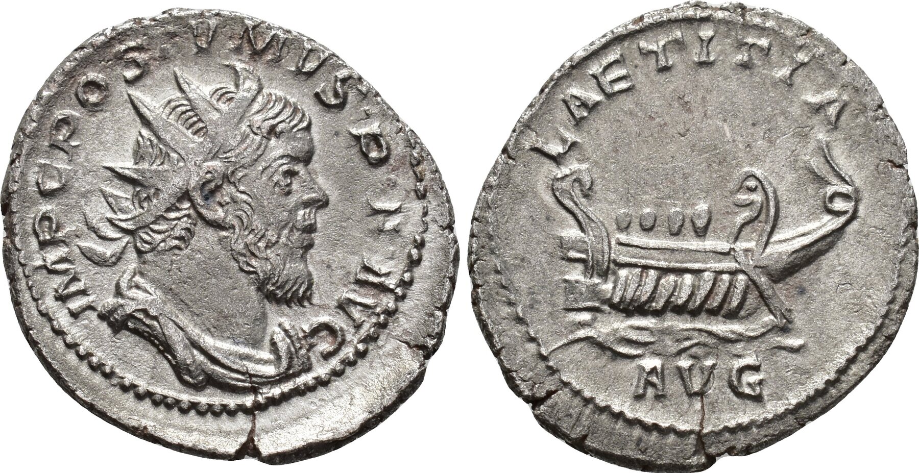 ROMAN EMPIRE Antoninianus Postumus, 260-269, Cologne mint GALLEY. Very ...