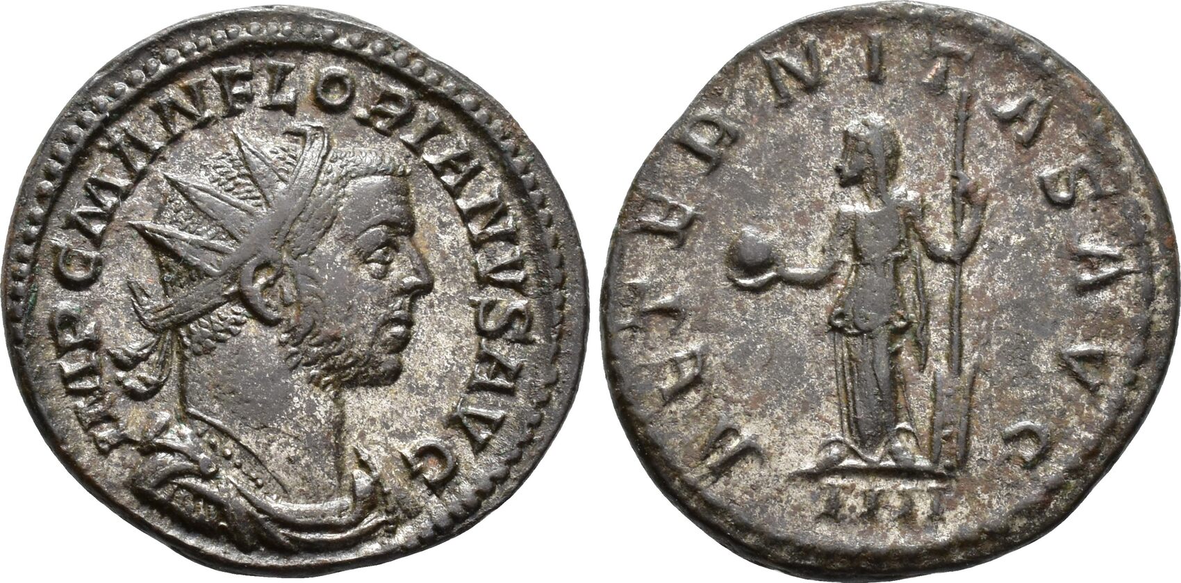 ROMAN EMPIRE Antoninianus Florianus, 276, Lugdunum mint near EF / good ...