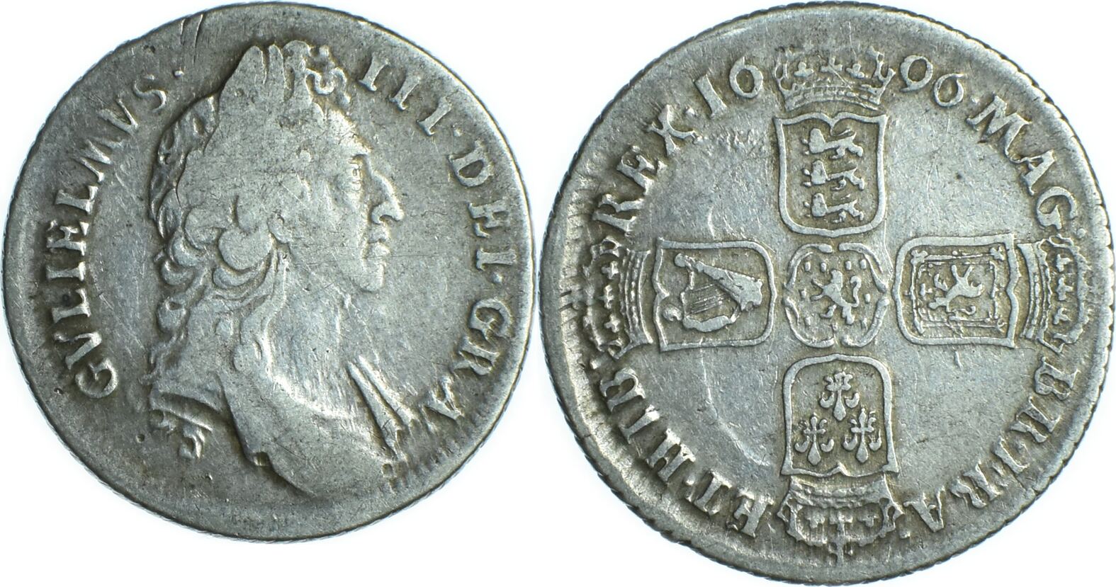 Angleterre - Guillaume III - Shilling - Londres - 1696 F+ | MA-Shops