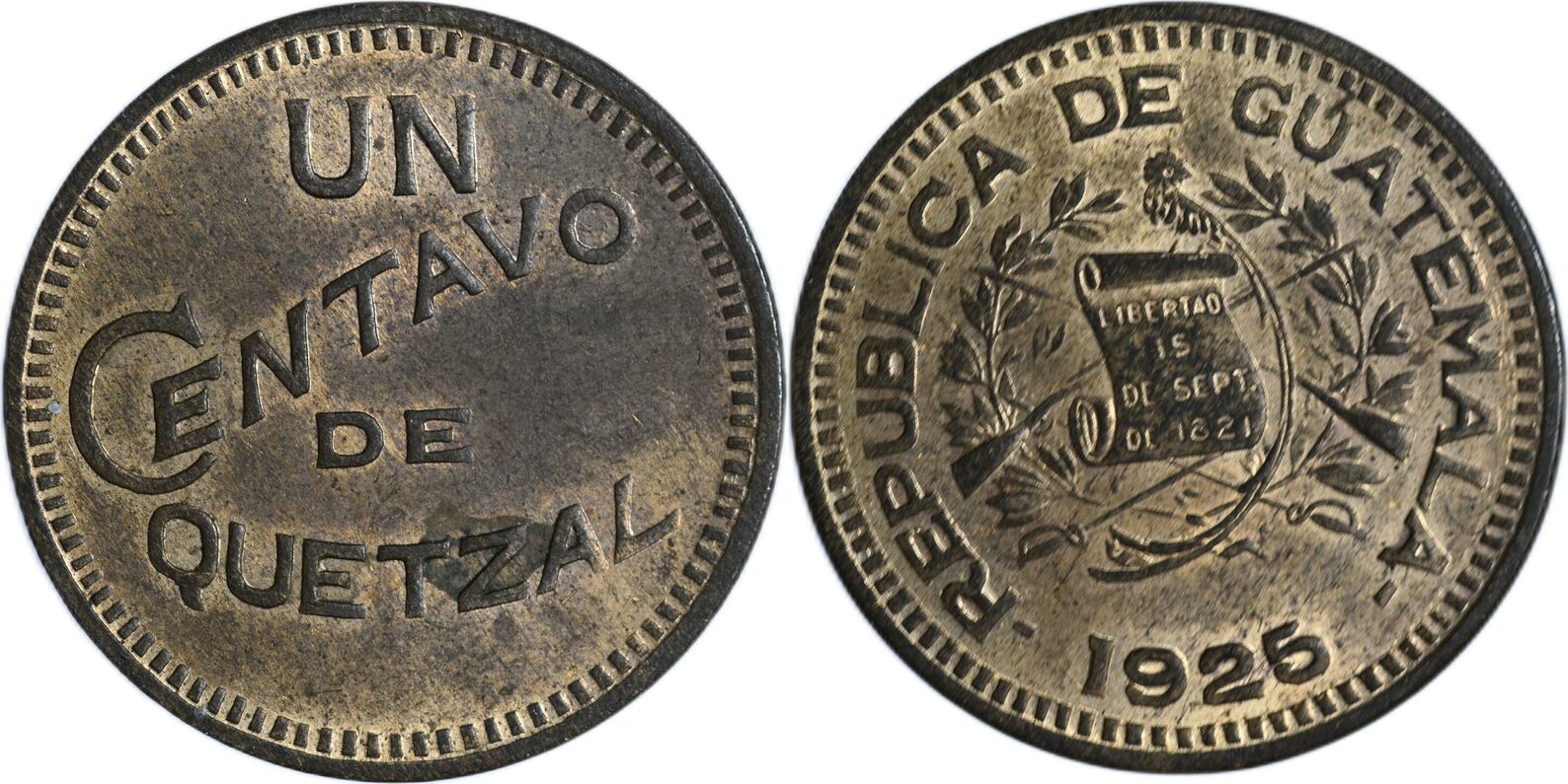 Un centavo de Quetzal Guatemala - Un centavo Quetzal - 1925 - Rouge de ...