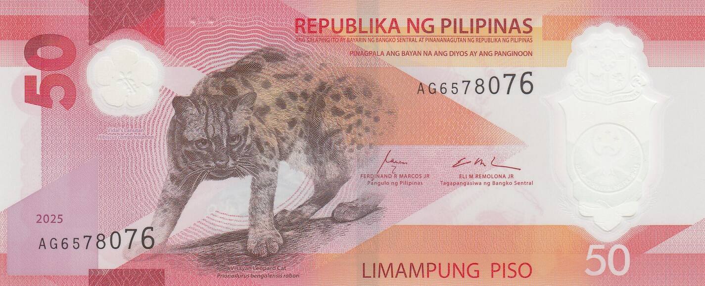 Philippines 50 Piso - Fish - Leopard - Polymer - 2025 - Serial AG UNC ...