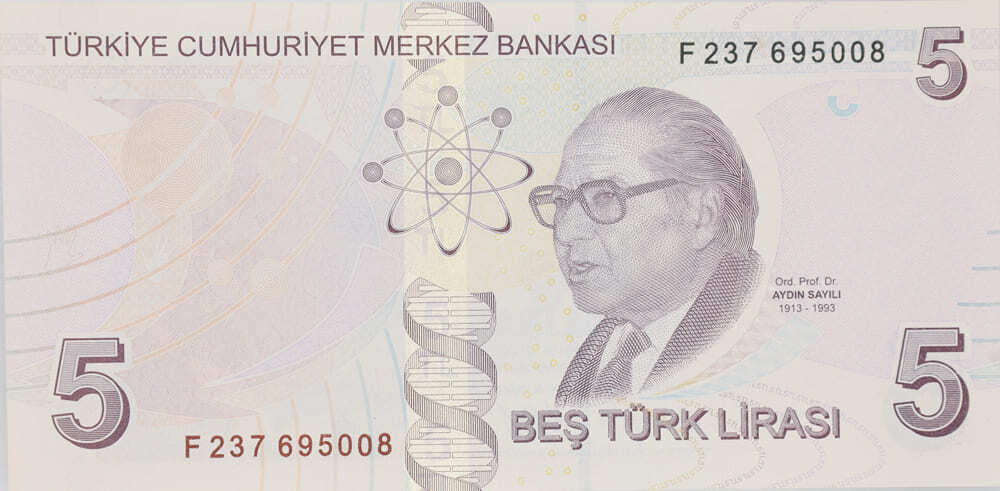 Turkey 5 turk lirasi 5 Yeni Turk Lirasi - Pdt Ataturk - Cahit Arf ...