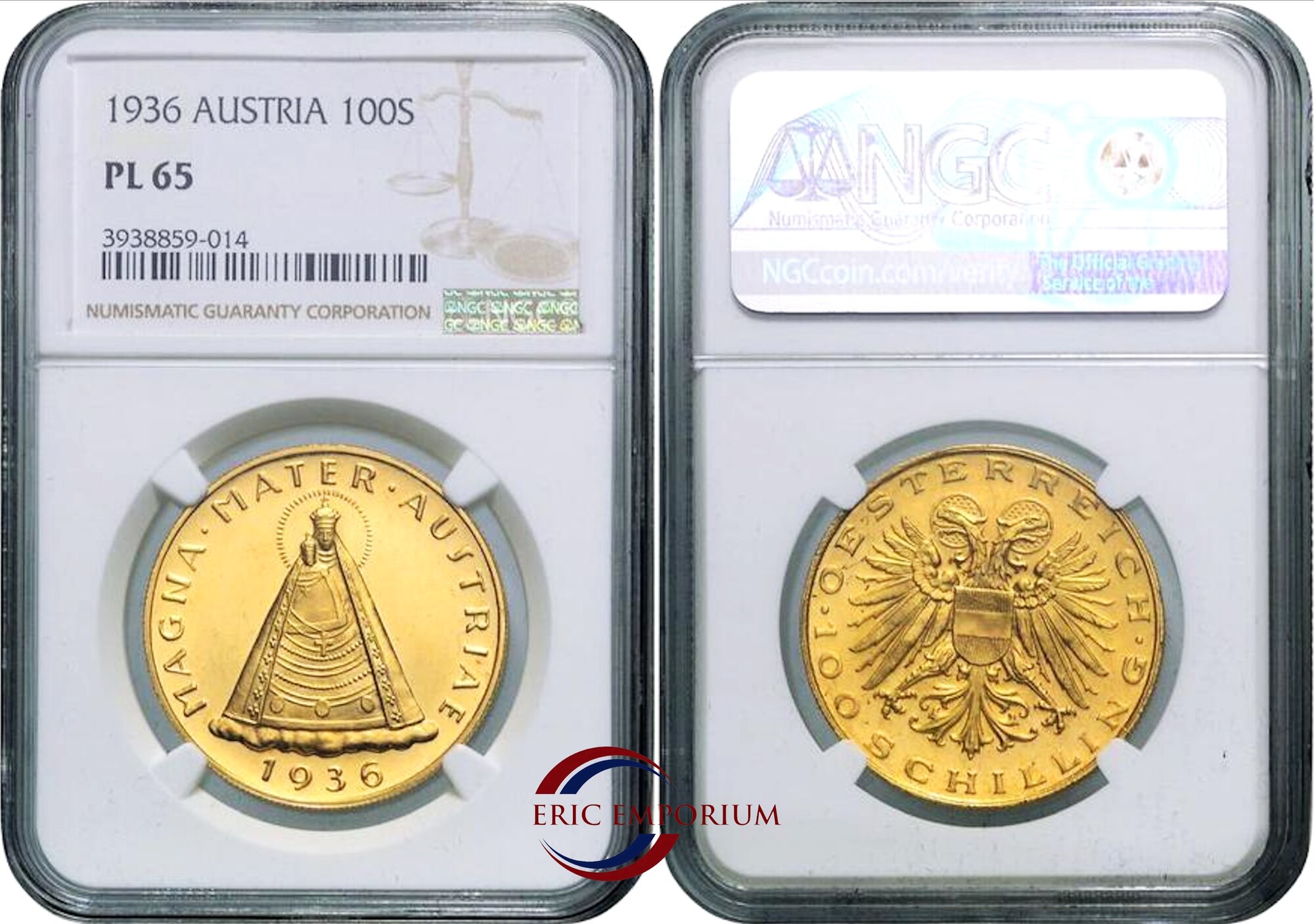 Austria 100 Schilling 1936 Republic, Vienna mint NGC PL65 | MA-Shops
