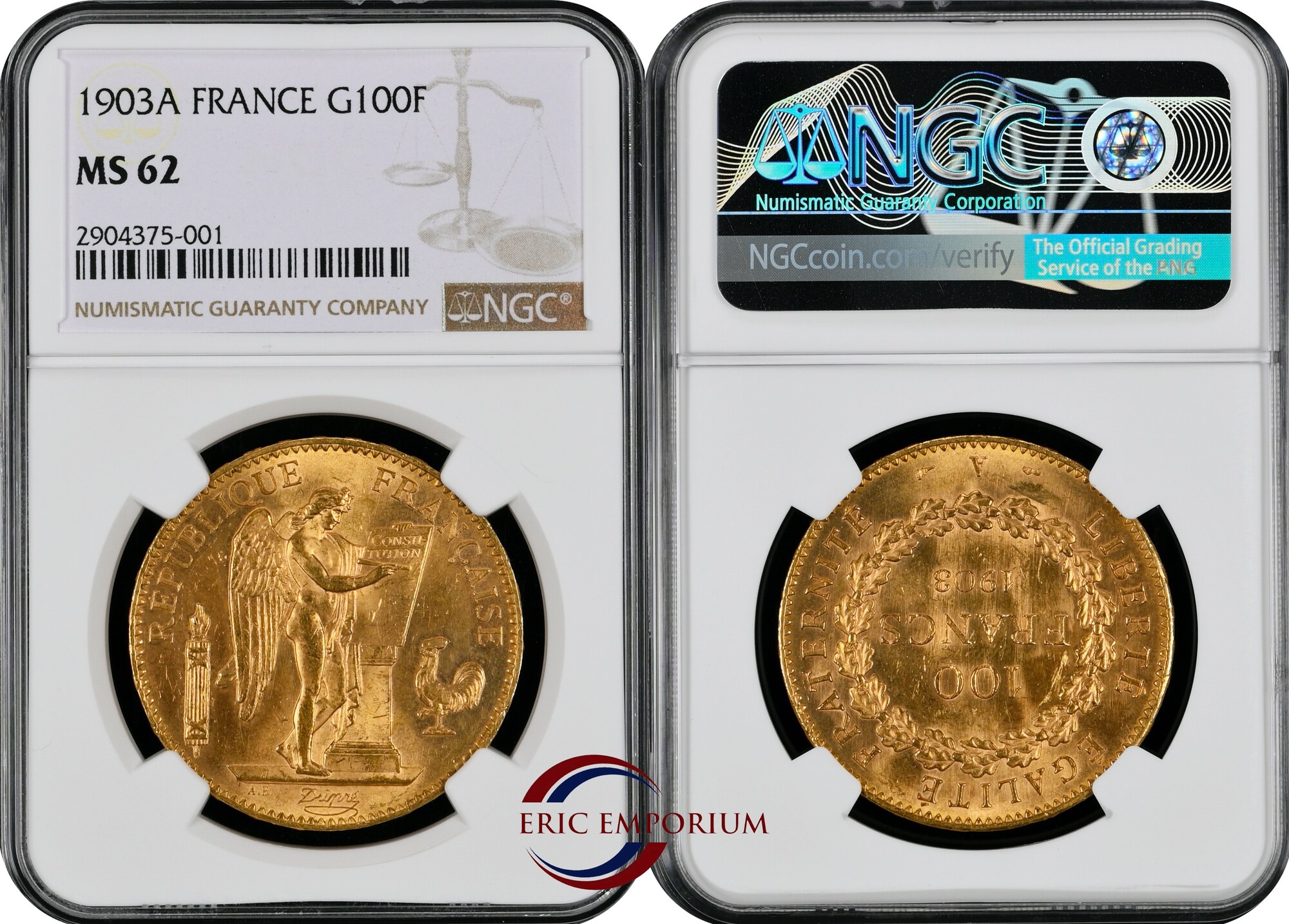 France 100 Francs 1903-A Republic NGC MS62 | MA-Shops