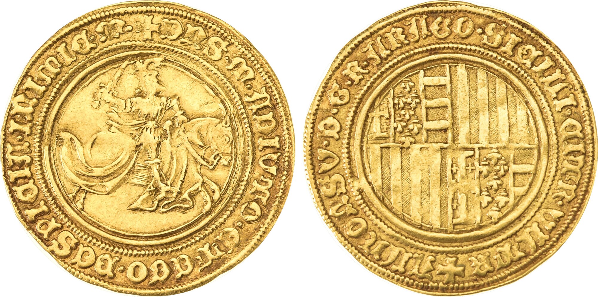 Italy 1,5 Ducats (1442-1458) Ducatone d'oro, Naples NGC AU55 | MA-Shops