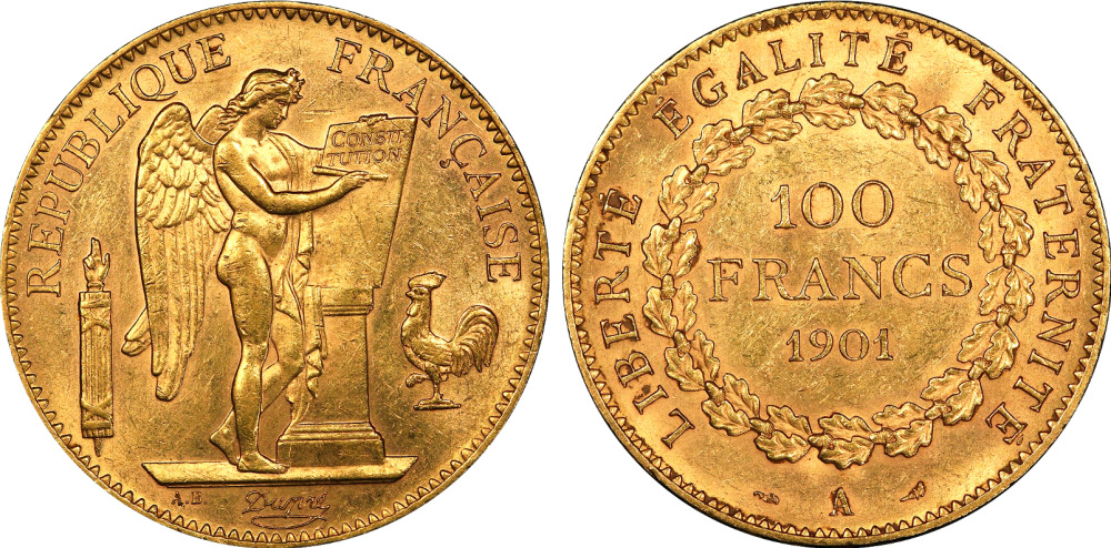 France 100 Francs 1901-A Republic PCGS AU58 | MA-Shops
