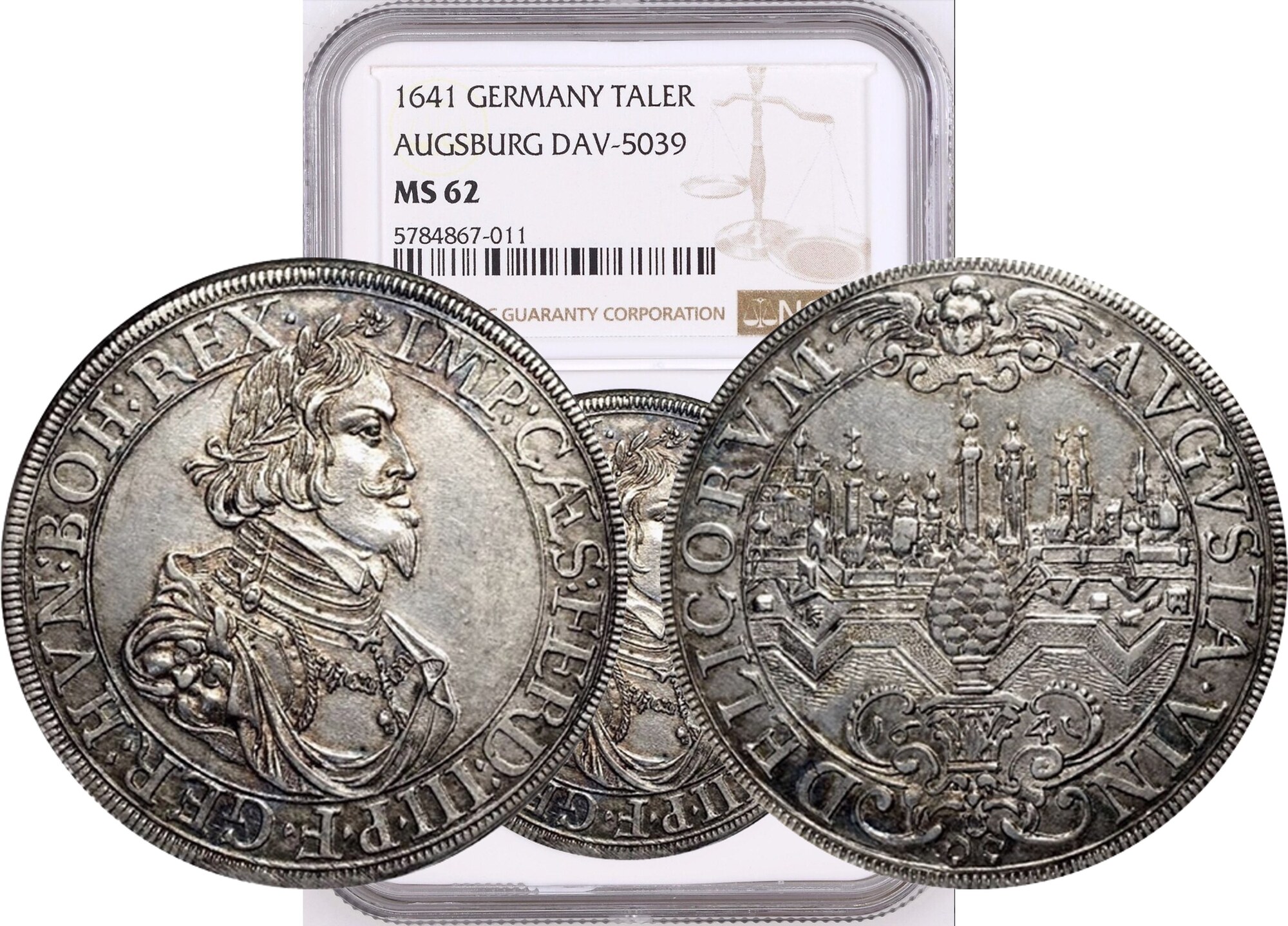 Germany Taler 1641 Augsburg. Free City NGC MS62 | MA-Shops