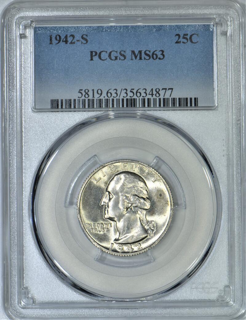 USA 1942-S Washington Quarter PCGS MS-63 | MA-Shops