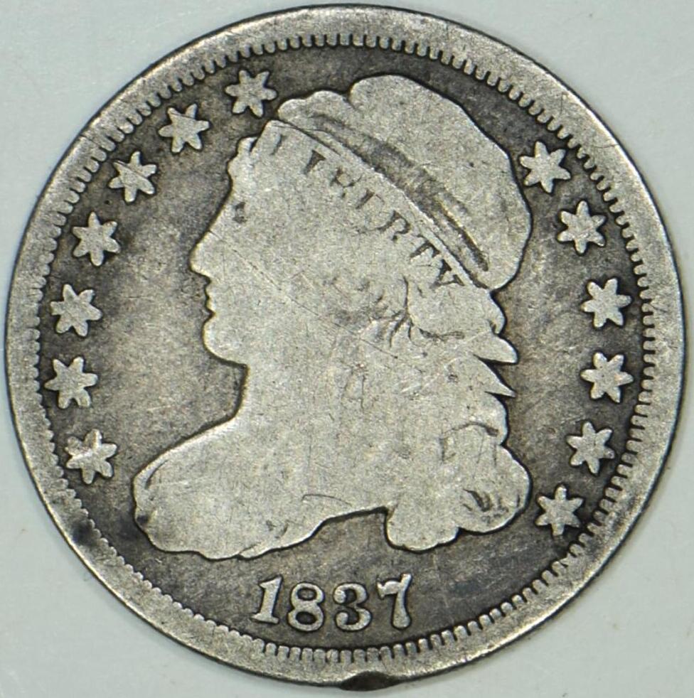USA 1837 Capped Bust Dime; JR-4; VG-F | MA-Shops