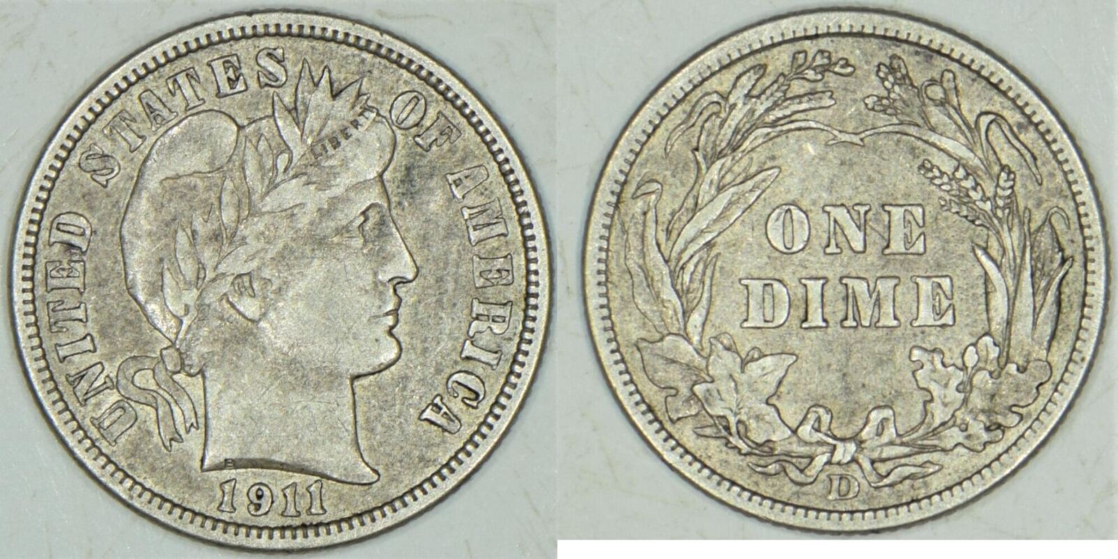 USA Barber Dime 1911-D ; Nice Original Choice XF | MA-Shops