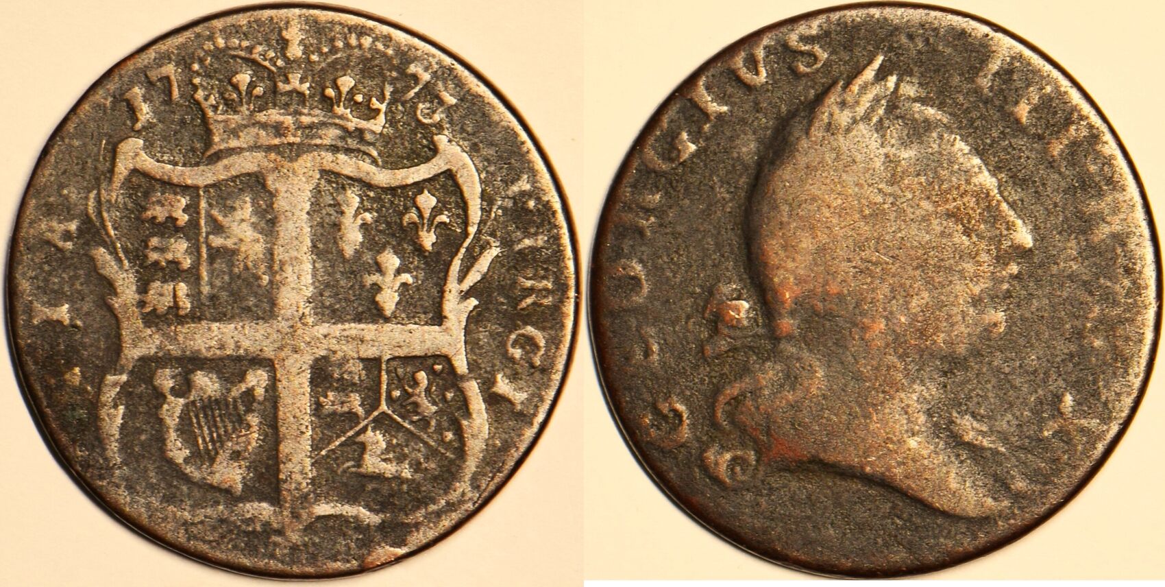 USA 1773 Virginia Half Penny; Decent G-VG | MA-Shops